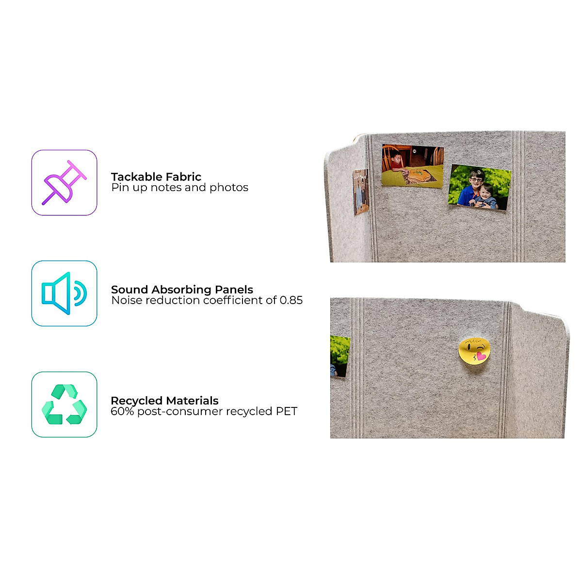 practical products Portable Acoustic Divider - Home Office freestanding - Classroom - Teaching Organizers - Desk Space countertops - Testing Centers - Sound dampening - Computer Desk (Small Grey)