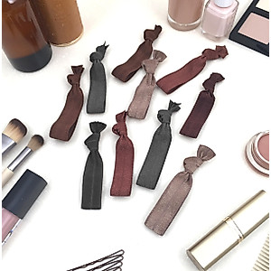 Cyndibands Elastic Hair Ties - Black - Gentle Hold Ribbon Ponytail Holders, 6 Count