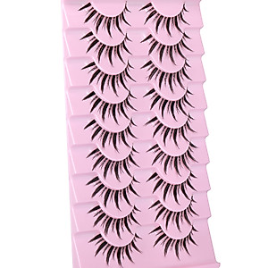 ALPHONSE Manga Lashes Spiky Anime Cosplay Eyelashes Little Devil Japanese False Lashes 15MM Natural Clear Band Doll Eye Lash Pack 9 Pairs