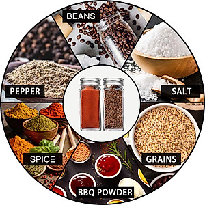 Bamboo Spice Rack Organizer,Seasoning Rack with 23 Pack 4 oz Empty Glass Spice Jars with Sliver Metal Caps. Include Pen, Brush, Funnel and 80 Labels.