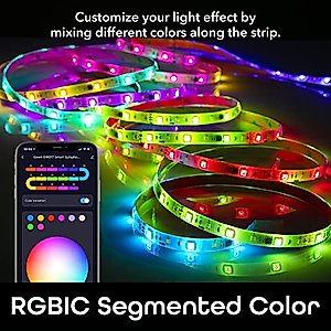 Geeni Prisma Symphony Smart LED Strip Lights, RGBIC Neon Color Changing WiFi Lights with App Remote Control and Music Sync, Compatible with Alexa and Google Home, 16.4 ft