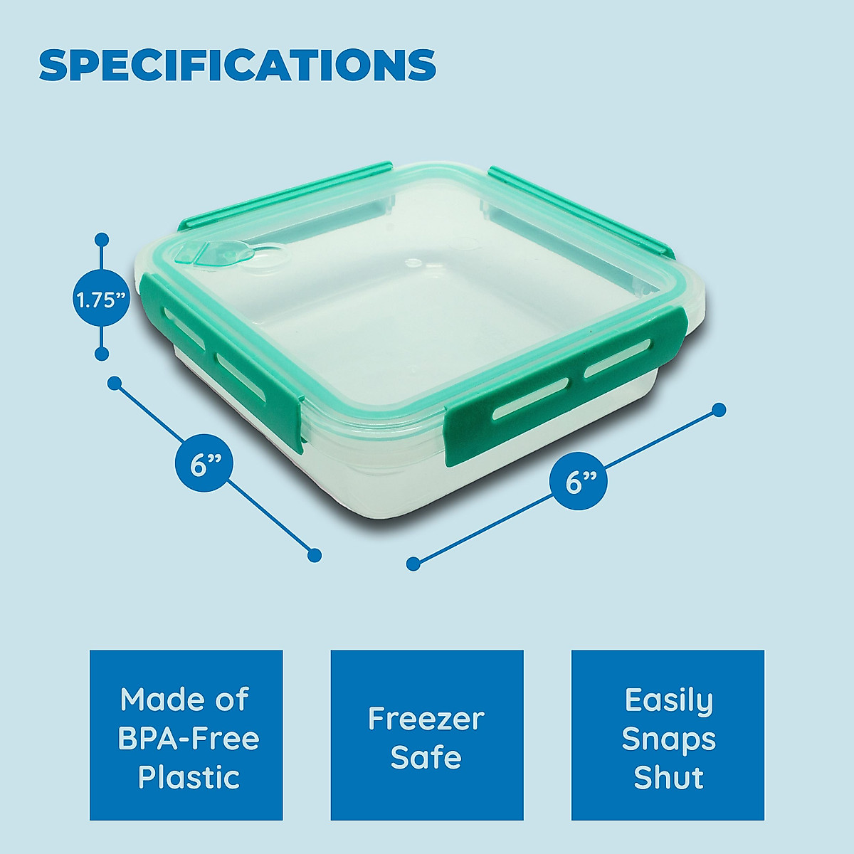 Biosmart Sandwich Container: Reusable, BPA Free Plastic Food Storage with Snap-Off, Leak-Proof Lid