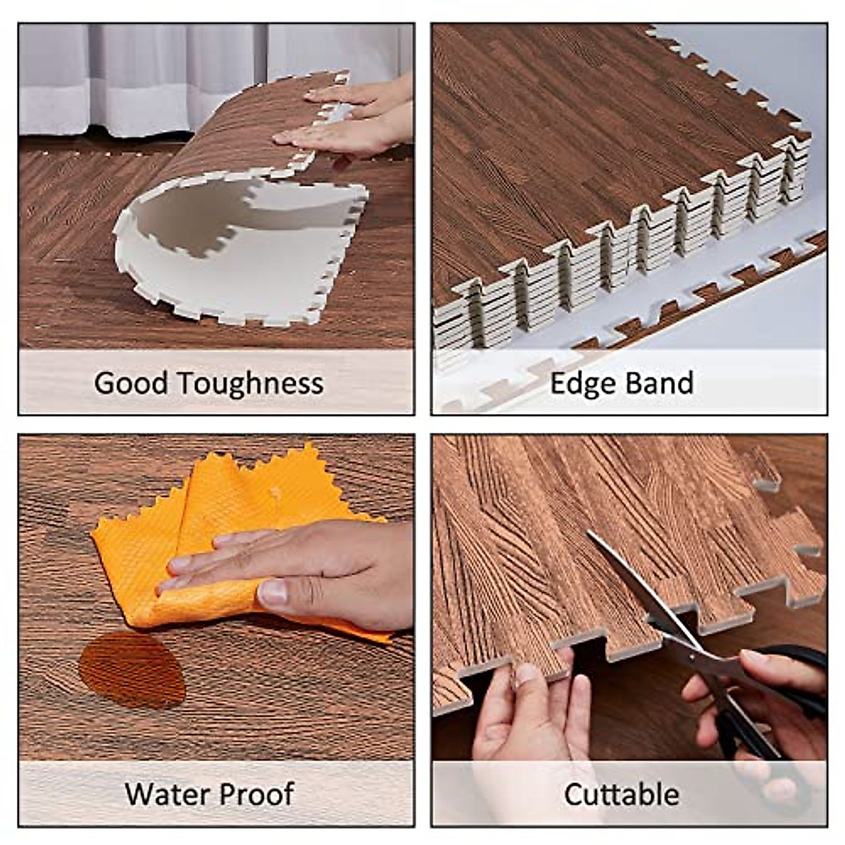 Amylove 96.5 Sq. ft Wood Grain Mats Foam Tiles 23.6 x 23.6 25 Pcs Inch Interlocking Foam Floor Mats EVA Floor Tiles for Kids Adults Playroom Bedroom Farmhouse Flooring(Brown)