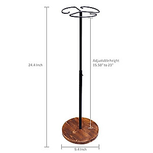 MyGift 24-Inch Metal Scarf Rack Stand Organizer with Adjustable Height and Wood Base, Countertop Hand Towel Rack