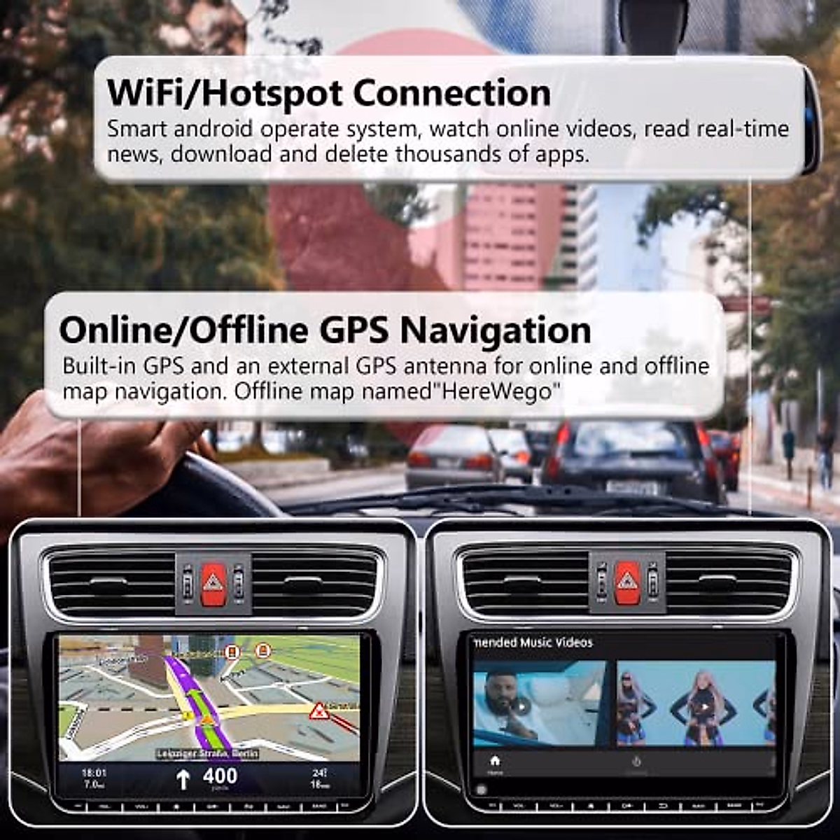 Car Stereo Radio Receiver with Wireless Apple Carplay Android Auto, 9 Inch Touch Screen with Bluetooth WiFi GPS Navigation SWC Backup Camera, for Volkswagen Jetta Skoda Golf Tiguan Passat Seat 2+32GB