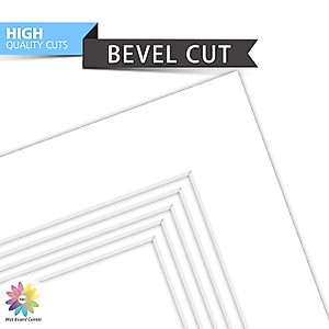 Mat Board Center, Pack of 10, 18x24 for 13x19 White Photo Picture Mats - Acid Free, 4-ply Thickness, White Core - for Pictures, Photos, Framing