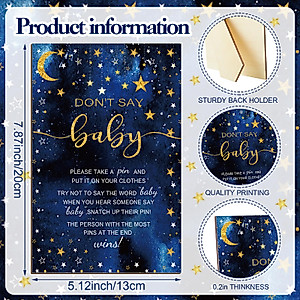 Patelai 321 Pcs Baby Shower Games Supplies, 5 Sets (50 Cards Each) Activities Cards with 20 Pencils 1 Don't Say Baby Sign 50 Clothespin(Twinkle Little Star)