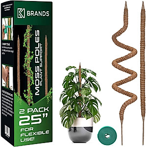 2 Pack Moss Pole - 25'' Bendable Monstera Plant Support - Plant Trellis Moss Pole for Plants Monstera - Moss Poles for Climbing Plants - Plant Sticks Support Plant Stakes for Indoor Plants Potted
