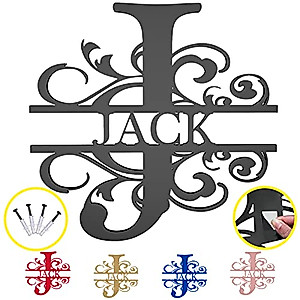 Personalized Vintage Metal Family Name Sign for Outdoor or Indoor Use - Custom Last Name Sign for Farmhouse, Split Letter Monogram Wall Decor,Rustic Home Decor, Housewarming Gift