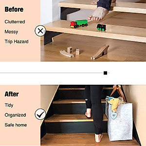 [12Baskets] 16" Stair Basket for Carpeted Stairs, 4mm Thick Premium Felt, Foldable Storage Organizer for Home and Office Décor (Dark Grey)