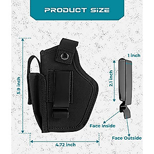 LandFoxtac Gun Holster for Pistols 9mm 380 45ACP, IWB/OWB Concealed Carry Pistol Holsters with Mag Pouch for Men/Women, CCW Right & Left Hand Gun Holder Fits Glock S&W M&P Sig