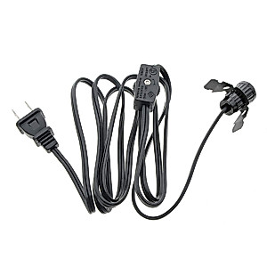 Penck UL Listed US Plug Electrical Lamp Cord SPT-1 6 Feet with Snap- in Pigtail Candelabra-Base Socket Cord Sets w/in-line Cord Switches, Black