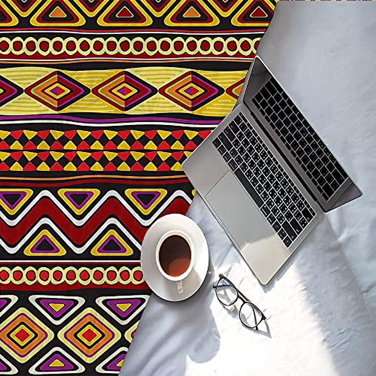 LIGUTARS Fleece Throw Blanket, African Decor Child Blankets for Girls, Geometric Ornate Forms and Antique Shapes, Keep Warm, 40 x 50inches, Suitable for Bed and Sofa, Multi