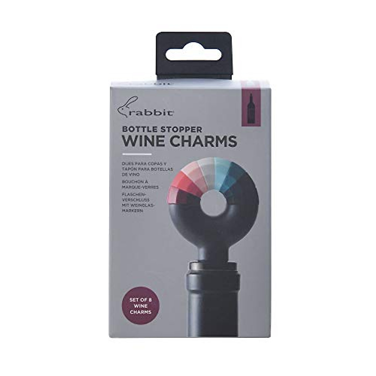 Rabbit Wine Charms Bottle Stopper, Set of 8, Assorted