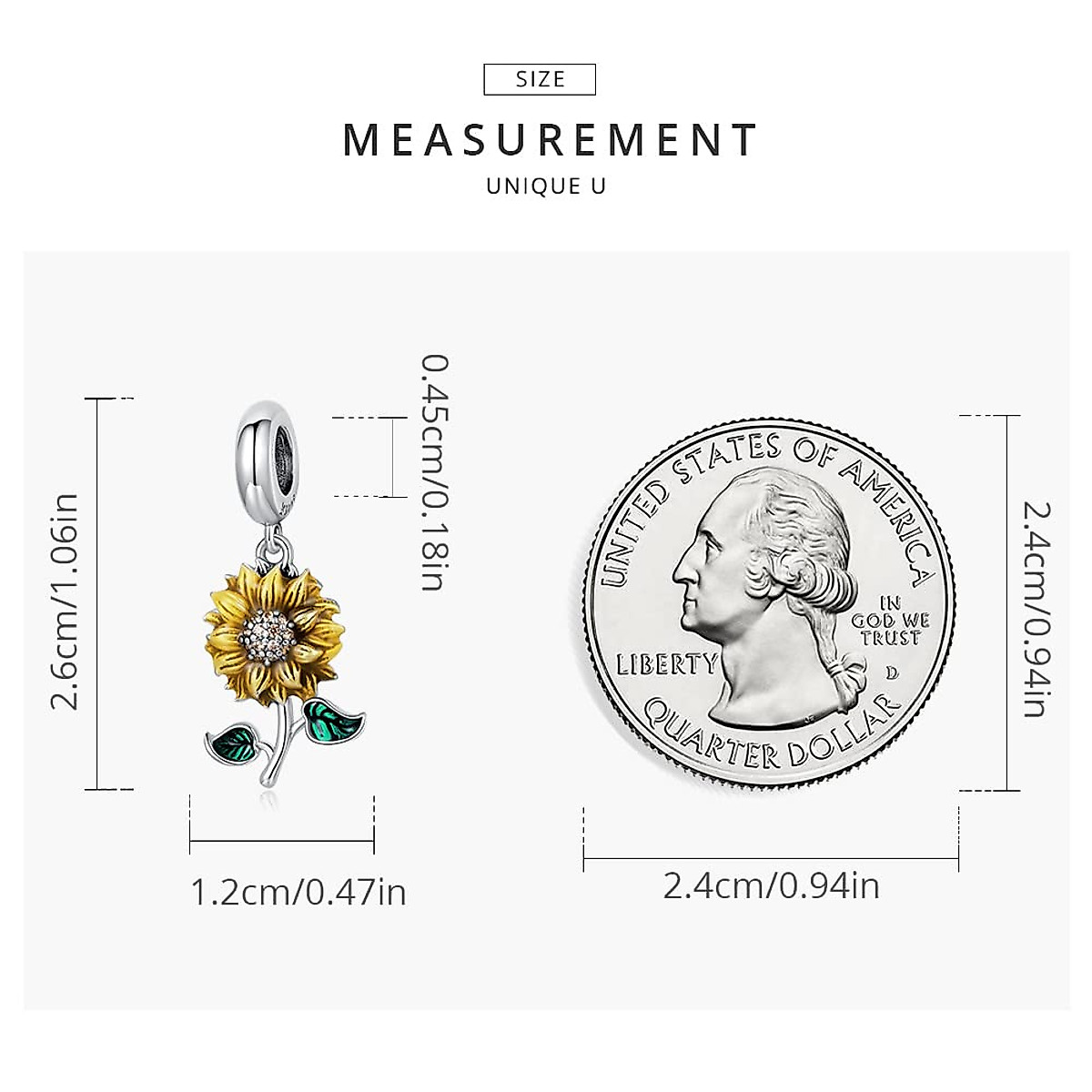 Manhe Charms Sunflower Charms Sterling Silver Charms fit Pandora Charms Bracelet,You are My Sunshine Charms Pendant Necklaces Jewelry Gifts for Women Girls Mom Wife