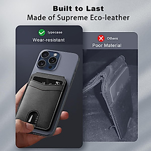 typecase Magnetic Wallet Compatible with Magsafe: Magnetic Phone Wallet & Card Holder for Apple iPhone 16 15 14 13 12 Pro Max - Adjustable Mag Safe Wallet Stand with 4 Card Slots - Black