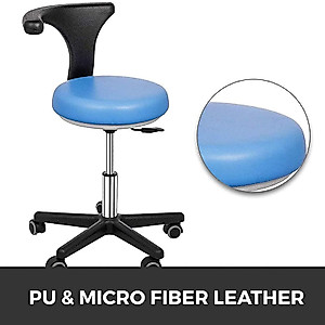 GUNEL Rolling Stool Task Chair Dental Stool Dental Assistant Chair Height Adjustable Dentist Chair with Backrest for Office Kitchen Medical Dentist Shop Lab and Home