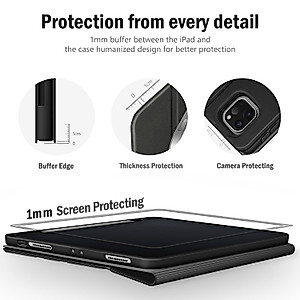 Antbox Case for iPad Pro 12.9'' 6th Generation (2022) 5th/4th/3rd Generation (2021/2020/2018), Built-in Pencil Holder Auto Sleep/Wake Function PU Leather Smart Cover (Black)