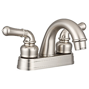Dura Faucet DF-PL620C-SN RV Bathroom Sink Faucet - Smooth Turning 2-Lever (Brushed Satin Nickel)