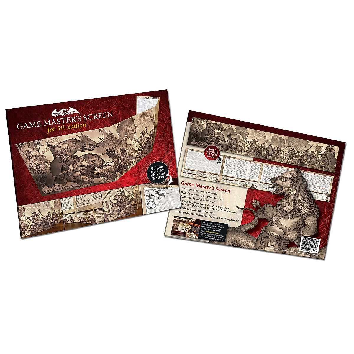 Stat Trackers DM Screen for 5th Edition: Dry-Erase with Built in hit Point Tracker, Essential 5e Rules Reference, Amazing Illustration