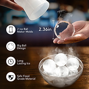 DIOXADOP Whiskey Glasses Set of 2, 10 Oz Old Fashioned Tumblers with 2 Round Big Ice Ball Molds, Bourbon Glasses for Drinking Scotch Whisky Cocktail Cognac Vodka Gift for Men Women at Home Bar