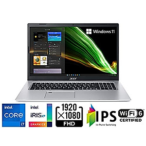 Acer Aspire 5 A517-52-75N6 Laptop | 17.3" Full HD IPS Display | 11th Gen Intel Core i7-1165G7 | Intel Iris Xe Graphics | 16GB DDR4 | 512GB SSD | WiFi 6 | Fingerprint Reader | BL Keyboard | Windows 11