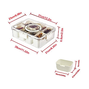 YSSY spread Divided Serving Tray with Lid and Handle, Snackle Box Container for Portable Snack Platters, Storage Organizer for Veggie, Snackle, Fruit, Candy-Perfect for Party, Travel, & Picnic