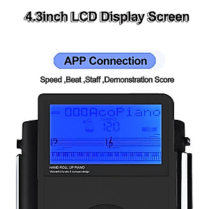 SURNUO Portable Roll Up 88 Keys Piano Keyboard with LCD Display, Digital Electric Hand Roll Piano Keyboard with 2000mAh Rechargeable Battery Christmas Gifts