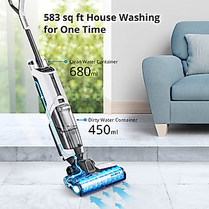 Acekool Smart Voice Assistant Cordless Wet Dry Vacuum and Mop Cleaner, 30s Self-Cleaning Household Stick Vacuum Cleaner Pet Hair, LED Display, Upright for Hardwood Floors and Carpet