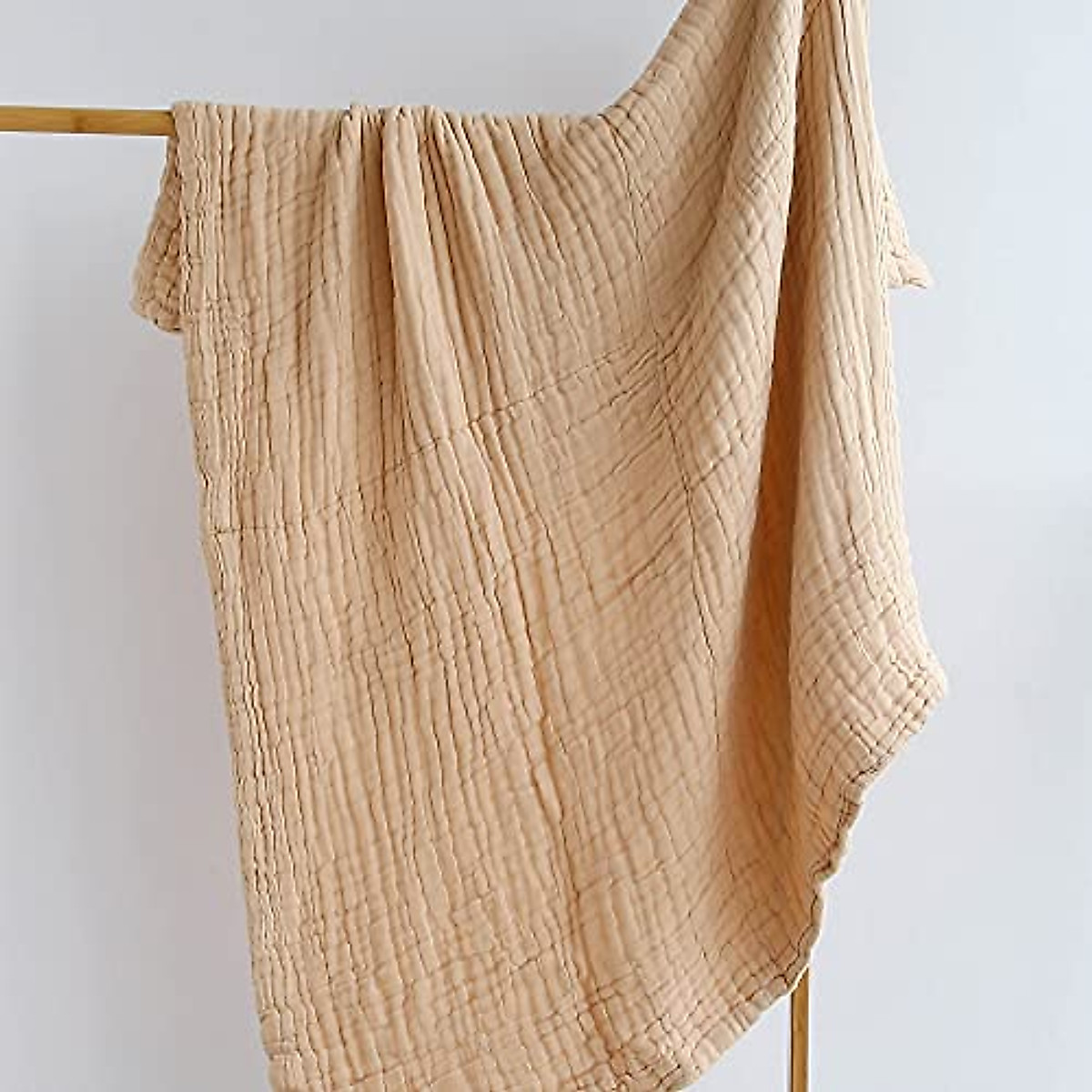 Muslin Bath Towels, Super Soft 100% Cotton Receiving Blanket for Baby's Delicate Skin,2Pack 41.3 X41.3 Inches Swaddle Blanket,Lightweight Soft Breathable Throw Blanket Gauze Blanket, Light Tan11