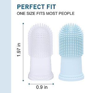 2 Pack Dog Toothbrush for Dog Teeth Cleaning Dog Finger Toothbrush Dog Tooth Brushing Kit Pet Toothbrush Puppy Toothbrush Blue and wiht