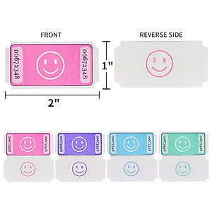 L LIKED 4000 Assorted Raffle Tickets Each Tickets Size 1x2 Inch,1000 Tickets Per Roll, 4 Rolls Smile Single Raffle Tickets Rolls-Pink,Green,Blue,Purple