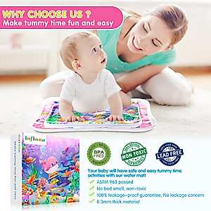 Infinno Tummy Time Mat Premium Baby Water Play Mat for Infants and Toddlers Baby Toys for 3 to 24 Months, Strengthen Your Baby's Muscles, Pink Theme Toys