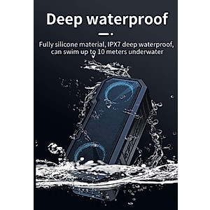 E-SHIDAI portable speaker, Bluetooth dual speaker music player That can play in water, ultra strong sound quality, RGB light and shadow speaker, battery life of 12 hours (Black)