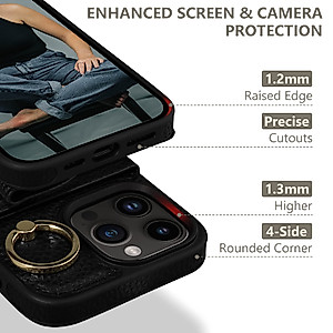 Keallce Wallet Case for iPhone 15 Pro Max 6.7'', Flip Case with Card Slots, Ring Holder Kickstand, PU Leather Protective Folio Cover for Women, Black