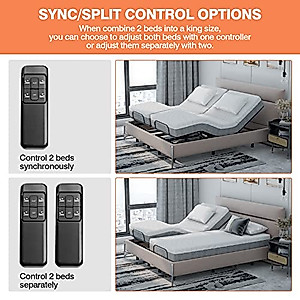 Giantex Twin XL Adjustable Bed Frame w/ 8” Cool Gel Infused Memory Foam Mattress, Electric Adjustable Bed Combo w/Head & Foot Adjustment, Remote Control, LED Light & Dual USB Ports, Convoluted Foam