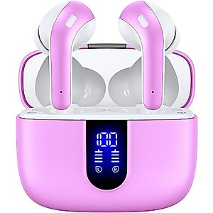 TAGRY Bluetooth Headphones True Wireless Earbuds 60H Playback LED Power Display Earphones with Wireless Charging Case IPX5 Waterproof in-Ear Ear buds with Mic for TV Smart Phone Laptop Computer Sports