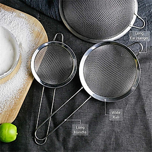 Eleen Stainless Steel Strainer | Set of 3 Kitchen Strainers Available Sizes (S,M,L) | Perfect Strainers for Kitchen Use | Mesh Strainer with Durable, Strainers fine Mesh for Tea, Pastas, Vegetables
