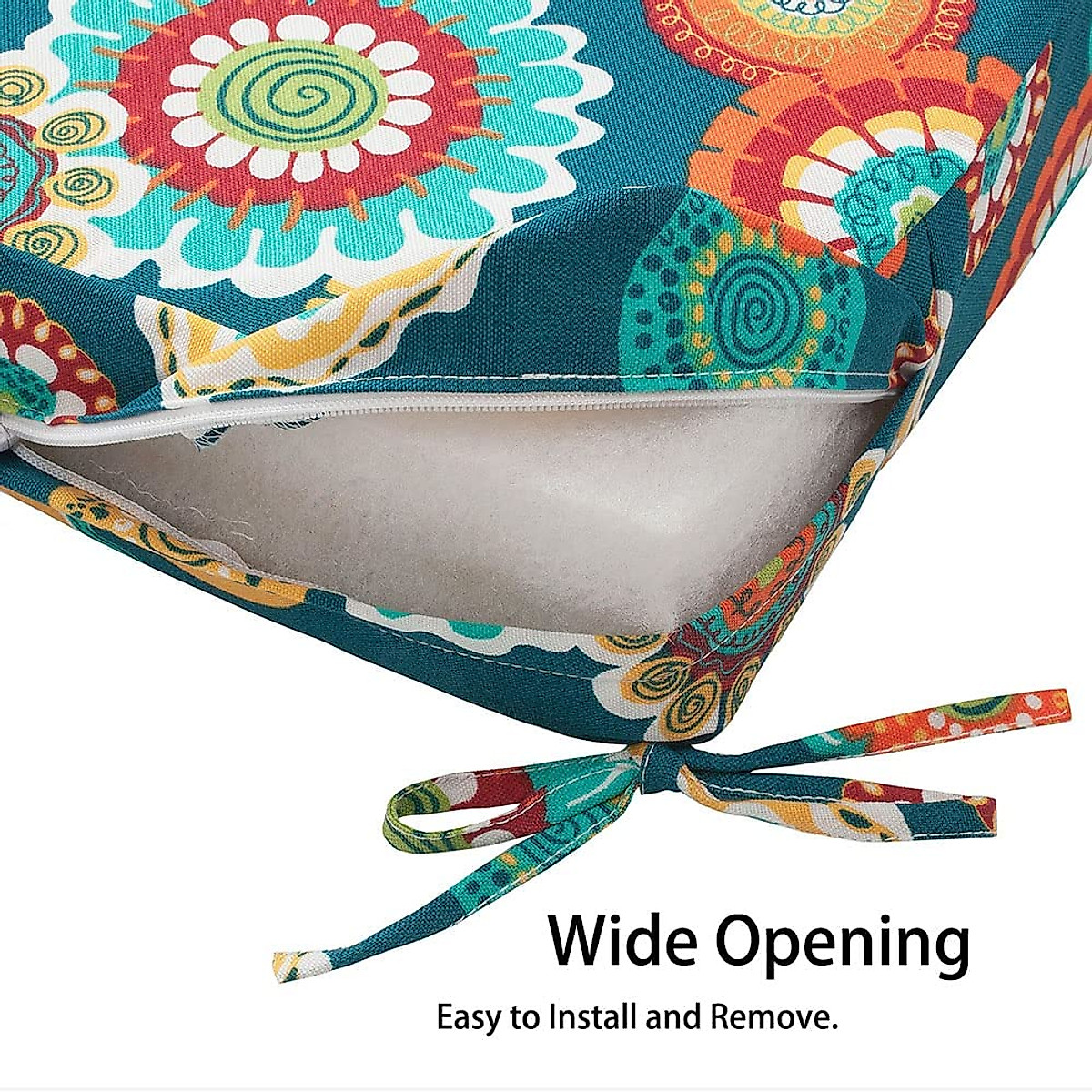 Magpie Fabrics Indoor Outdoor Cushion Cover Replacement 2 Pack, NO Insert! Water Repellent Slipcover with Ties Decor for Patio Garden Chair Sofa Bench Wicker(Heronsbill Turquoise Green, 20x18x4 Inch)