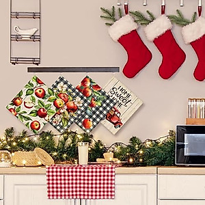 Sunnyray 24 Pcs Swedish Kitchen Dish Cloths Kitchen Towels Reusable Sponge Cleaning Cloths Wipes Absorbent Washable Dish Rags for Bathroom Cleaning(Red and Green,Novelty Style)