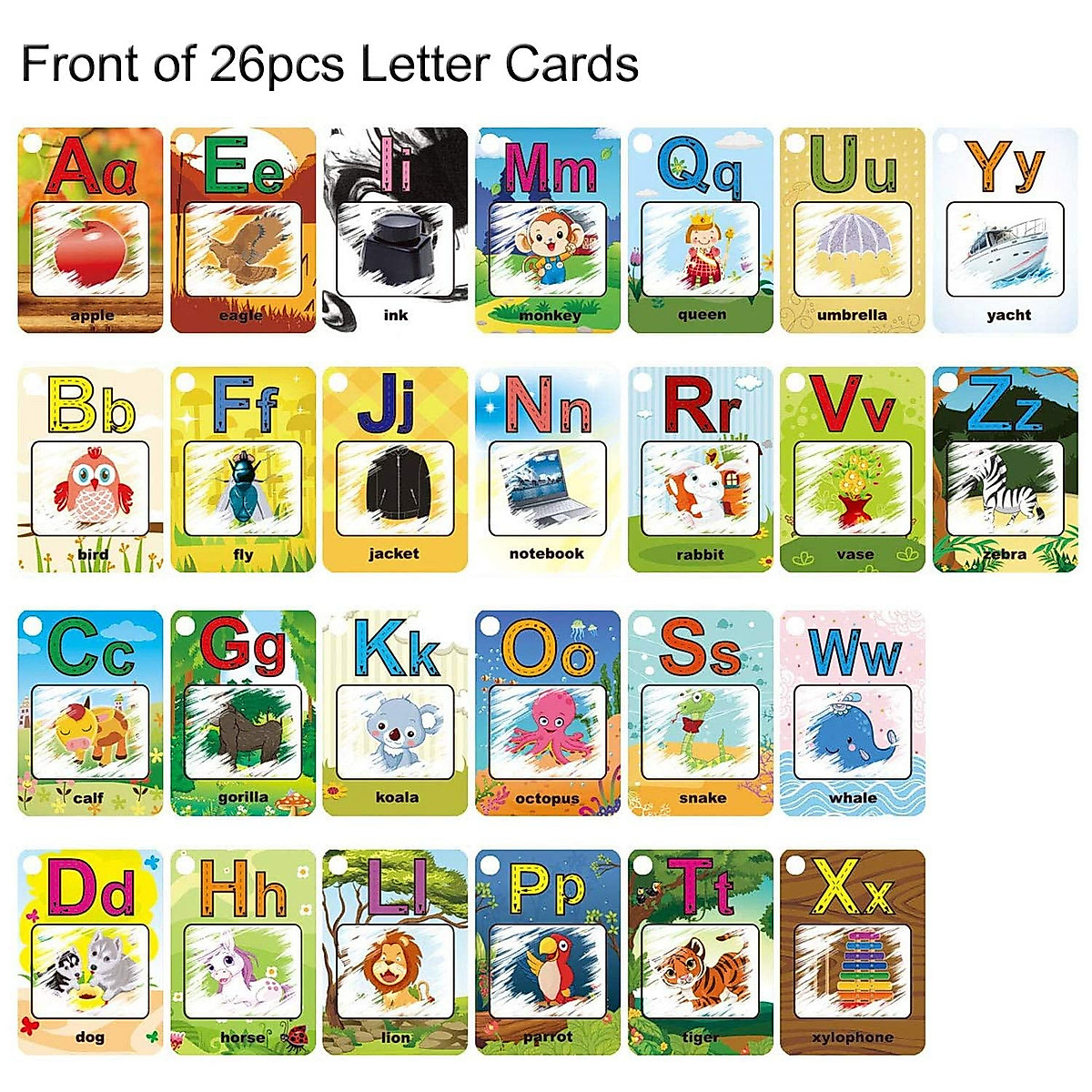 Little Bado Children Early Education Drawing Cards for Kids Water Painting Magic Doodle Card 26 Letters A-Z Alphabet with Magic Pen Best Learning Toy Gift for Toddlers Travel