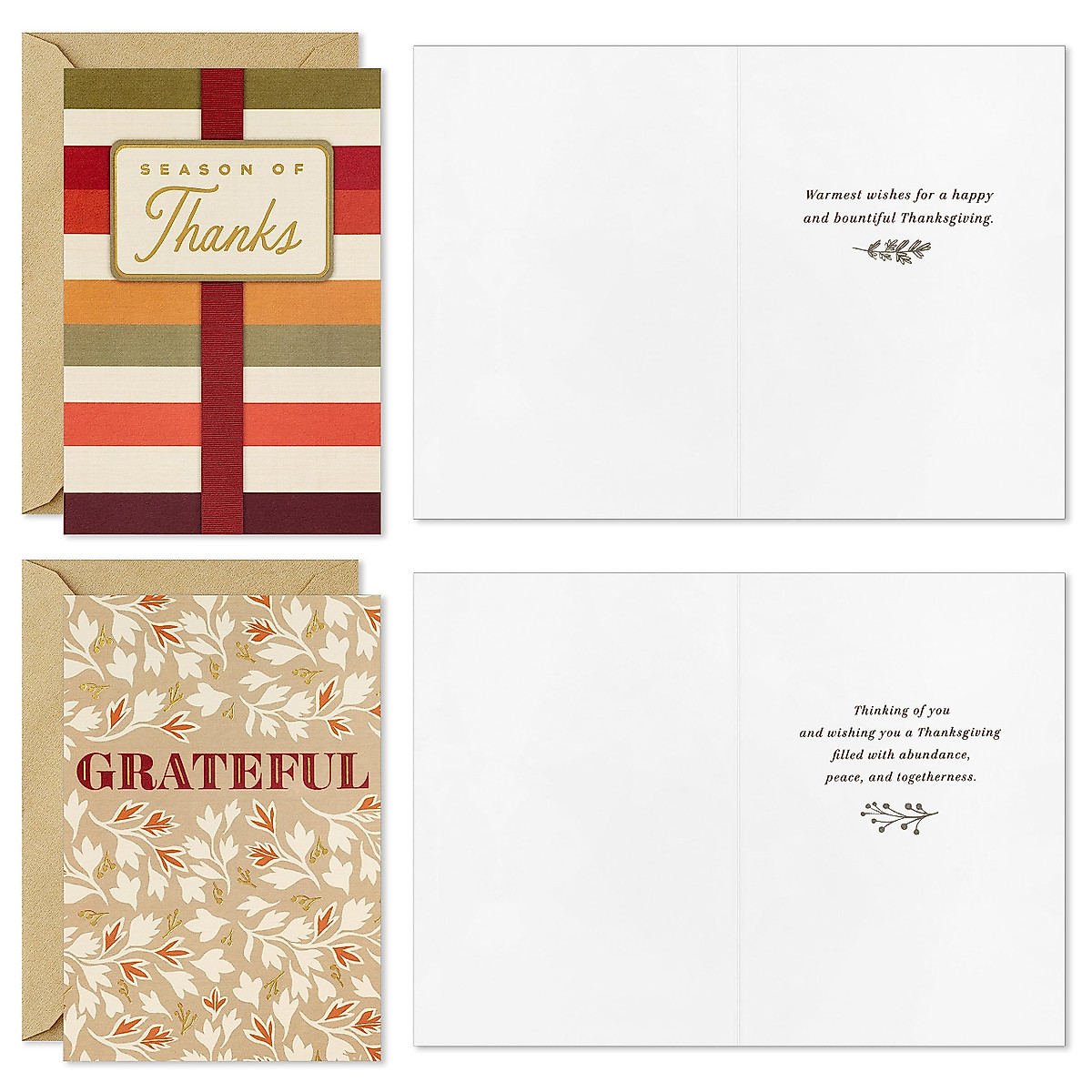Hallmark Bulk Thanksgiving Cards Assortment (72 Cards with Envelopes) Stripes, Leaves, Plaid