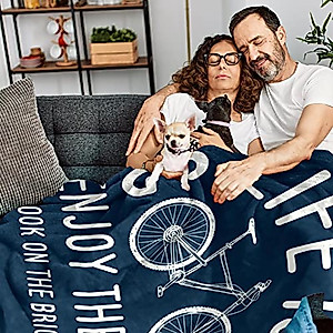 Plush Blanket Throw Blanket Warm Cozy Soft Microfiber Blankets, Bicycle Life is Good