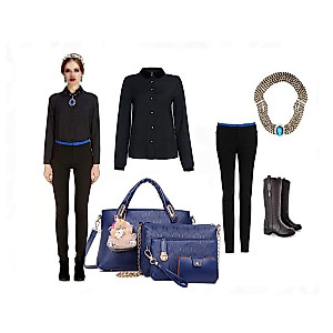 GJGJTER Women Synthetic PU Leather Tote Handbag Wallet 4pcs Set Clutch Purse Satchels with Bear Pendant-Black