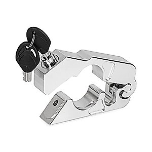 Bravedog Motorcycle Lock - Universal  Alloy CNC Motorcycle Handle Throttle Grip Security Lock with 2 Keys to Secure a Bike, Scooter, Moped or ATV in Under 5 Seconds(Silver)