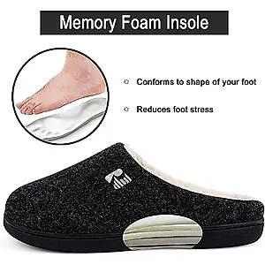 RockDove Men's Sherpa Lined Memory Foam Clog Slipper, Size 10.5 US Men, Black