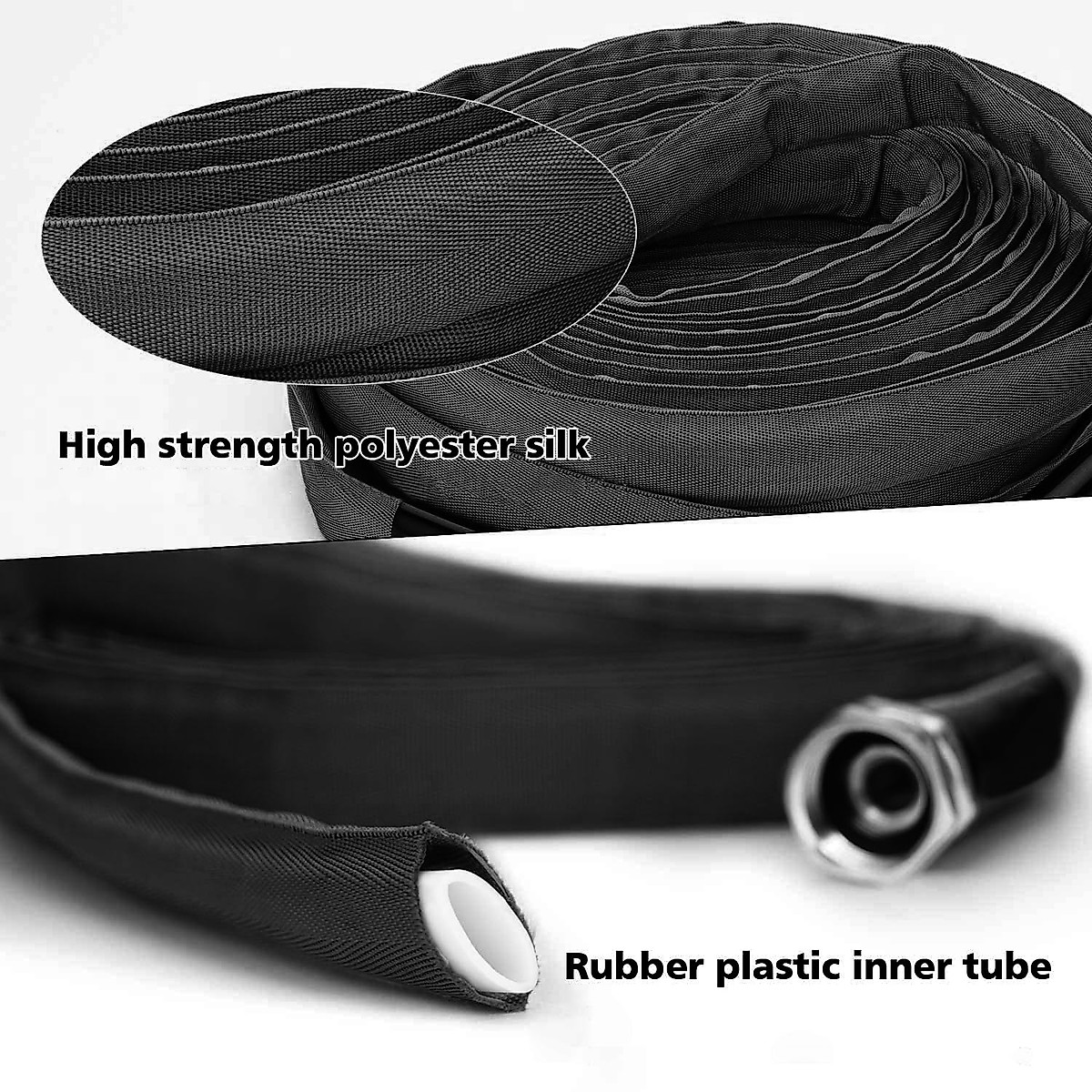 Garden Hose 100ft - Fabric Covered, NON-EXPANDABLE Water Hose,Lightweight Flexible Hose Pipe, Black (No Nozzle)