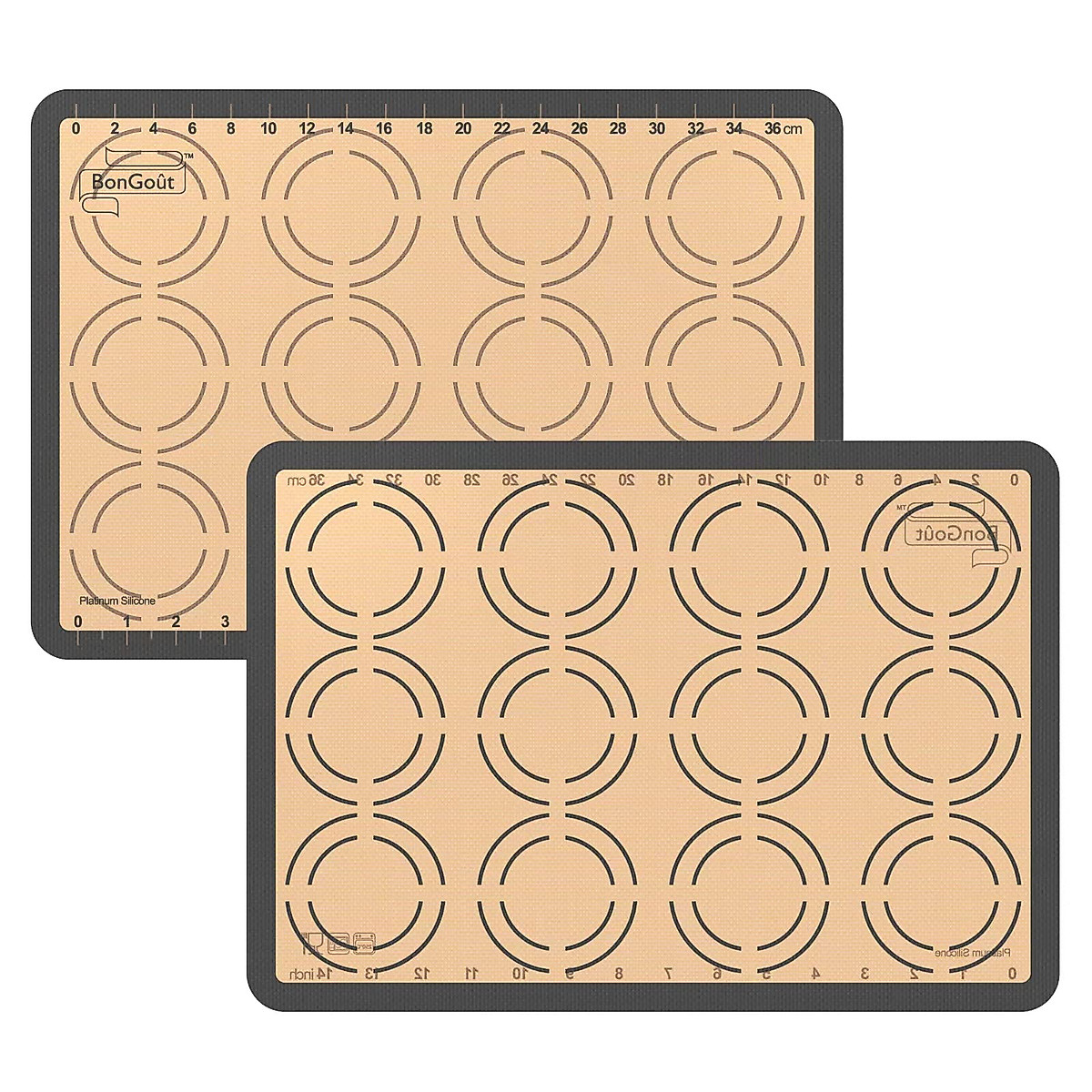 2 Pieces Silicone Baking Mat Set - Non Stick Food Safe, Silicone Fondant Sheet, Non Slip Pastry Mat Easy to Clean