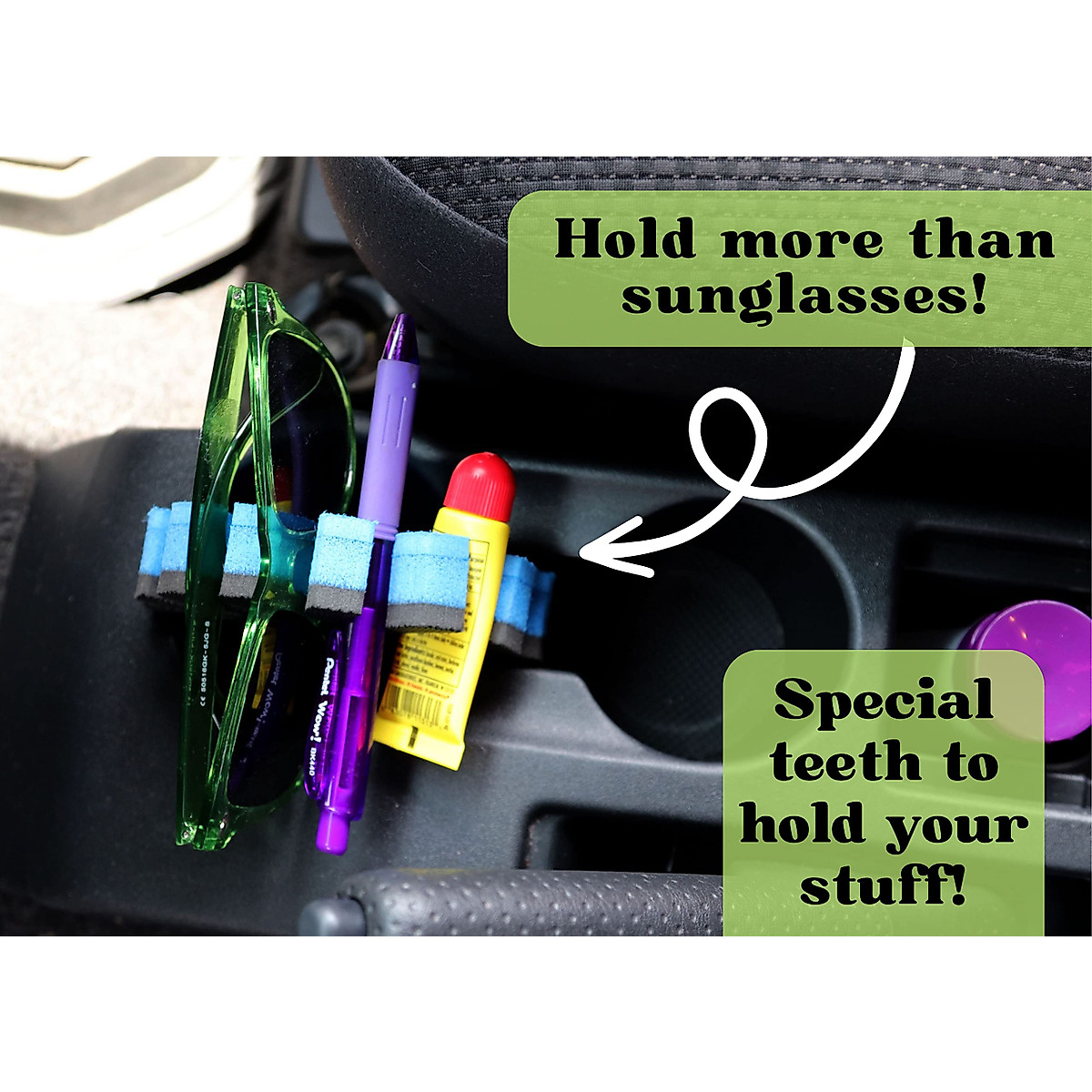 Polar Whale Spiral Car Cup Sunglasses Holder Insert Universal Expander Extender Keeps Small Items Organized Blue and Black High Density Foam