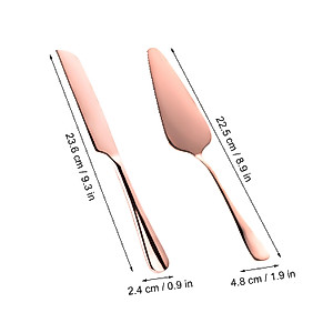 2pcs Wedding Cake Knife Set, Stainless Steel Cake Cutting Set Cake Cutter Set Wedding Cake Knife and Server Set for Party Birthday Celebration (Rose Gold)